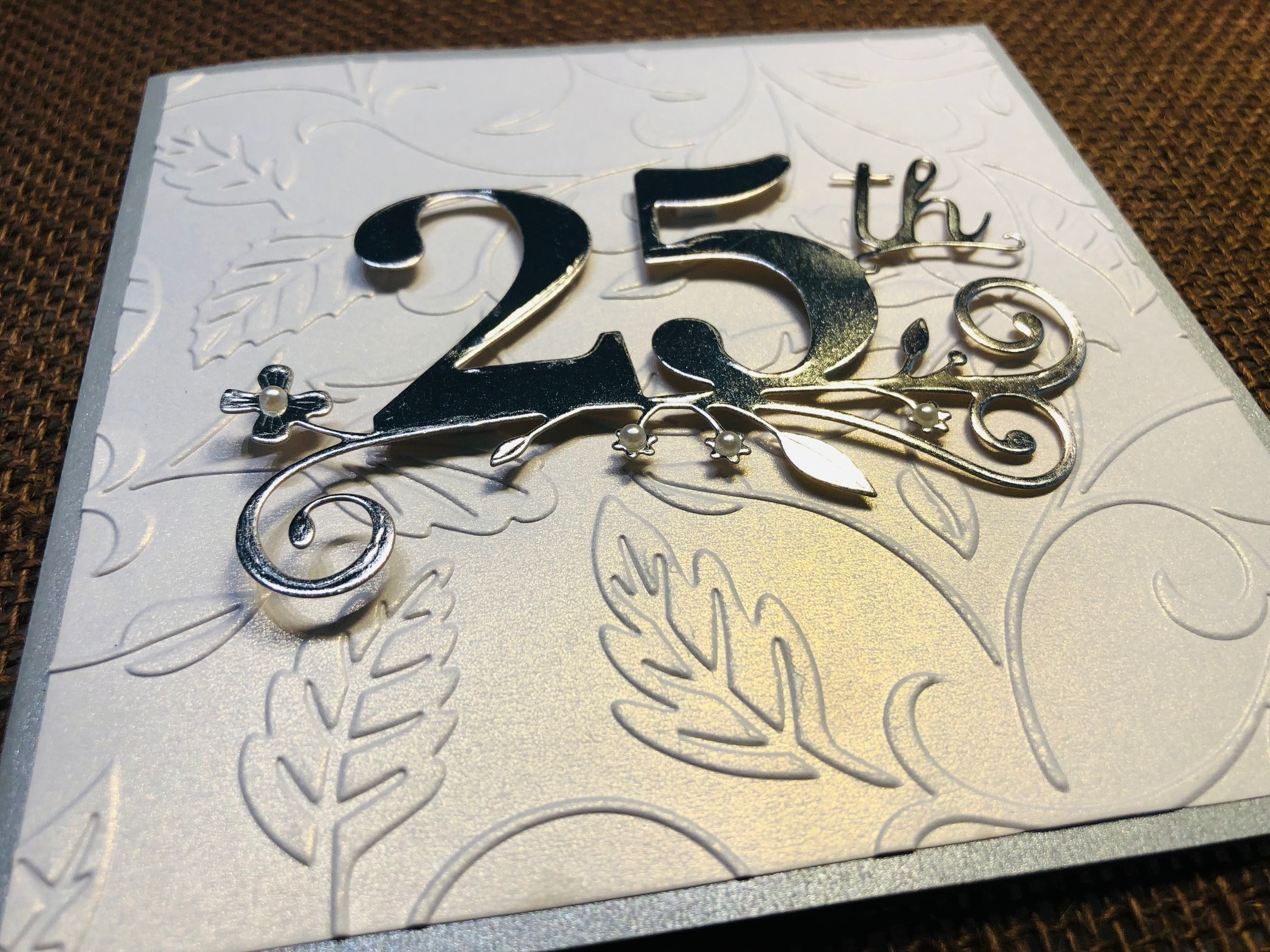 25th Anniversary Card Handmade Silver Anniversary Card | Etsy