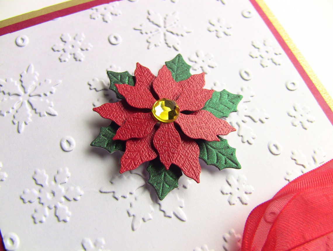 4 Handmade Christmas Cards Handmade Holiday Cards Embossed - Etsy