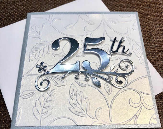 25th Anniversary Card Handmade Silver Anniversary Card - Etsy