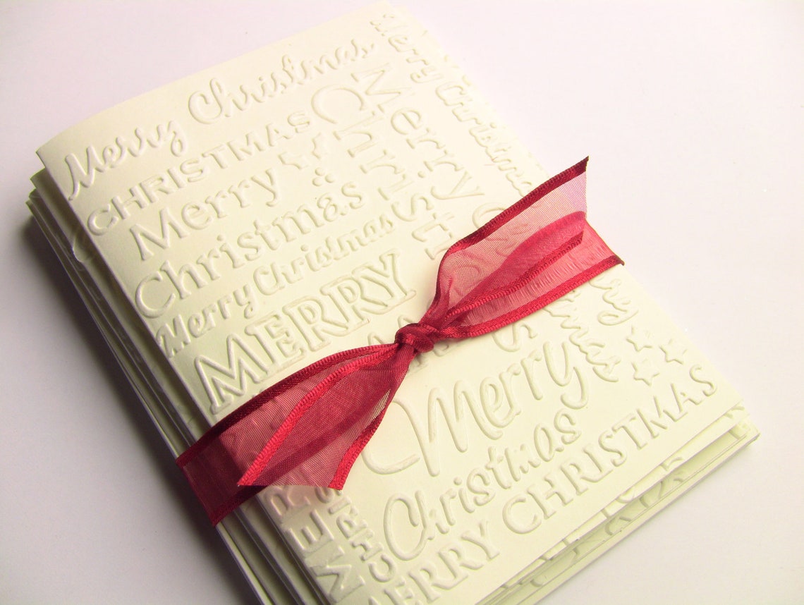 Set of 6 Hand Embossed Christmas Cards Handmade Christmas - Etsy