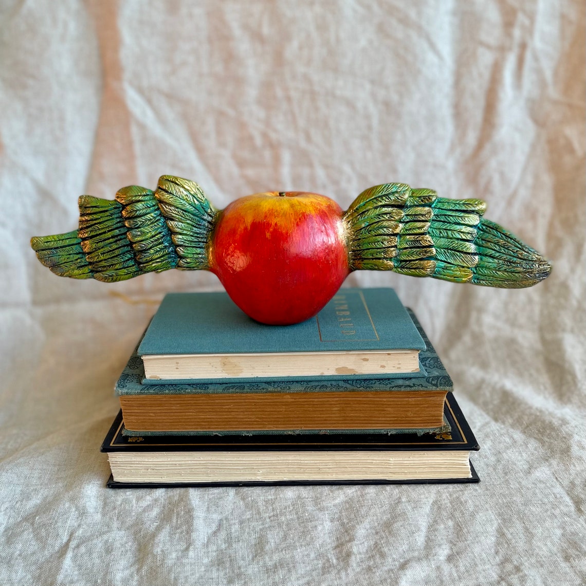 Higher Thoughts- Winged Apple Sculpture by Carrie Ann Jackson - Etsy