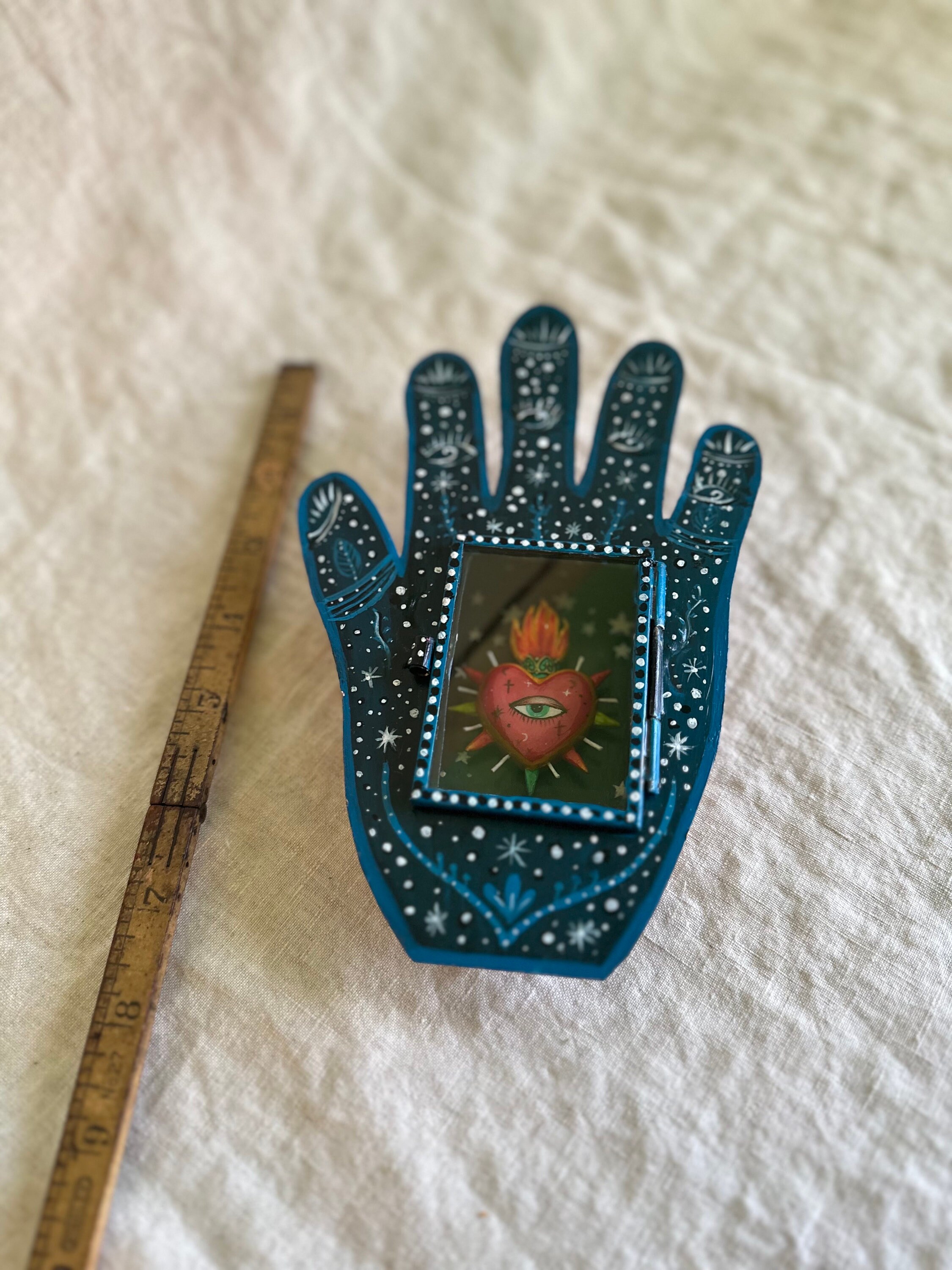 Starry Eyed, Hand Painted Hamsa Hand Tin Nicho, Protective Heart - Etsy