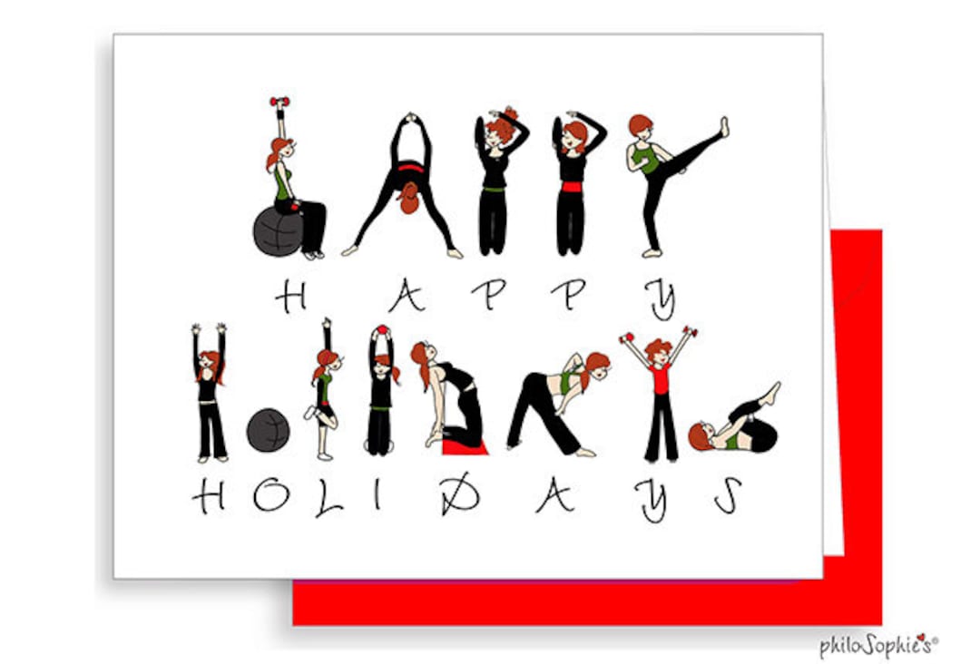 Happy Holidays Fitness/workout Holiday Greeting Card, Yoga ...