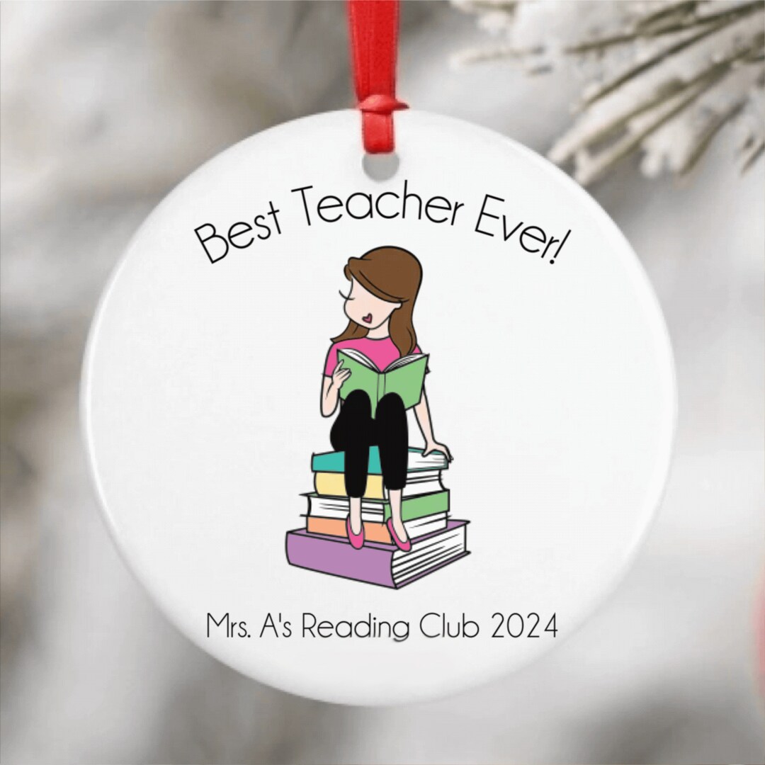 Personalized Ornament for Teacher, Reading Teacher Gift, Personalized ...