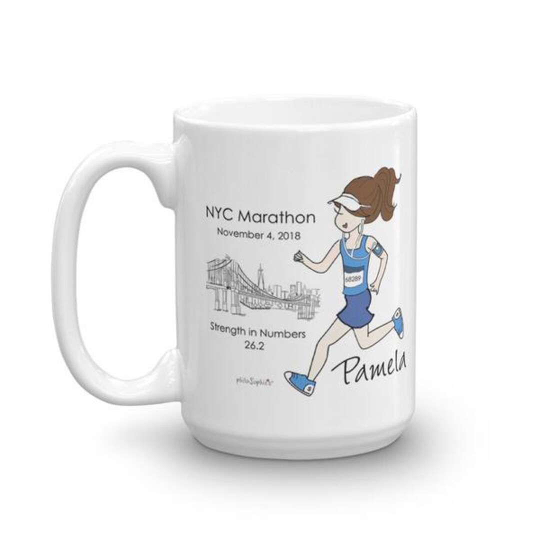Personalized NYC Marathon Mug, Marathon Gift, Custom Runner Mug ...