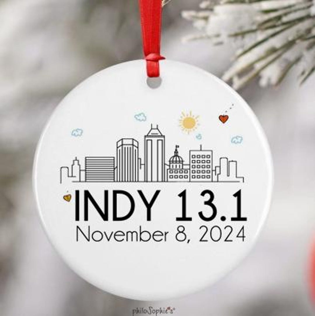 2024, Indianapolis 13.1, Marathon, Congratulations, Ornament, Christmas ...