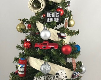 Firefighter Christmas Tree Topper Bow Fire Department - Etsy