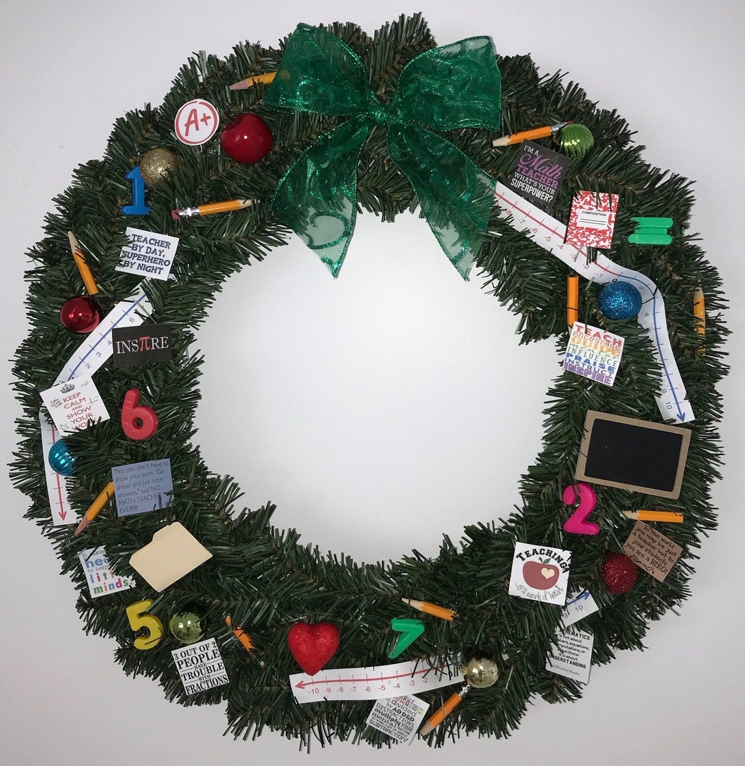 School Math Teacher Themed Christmas Wreath - Etsy