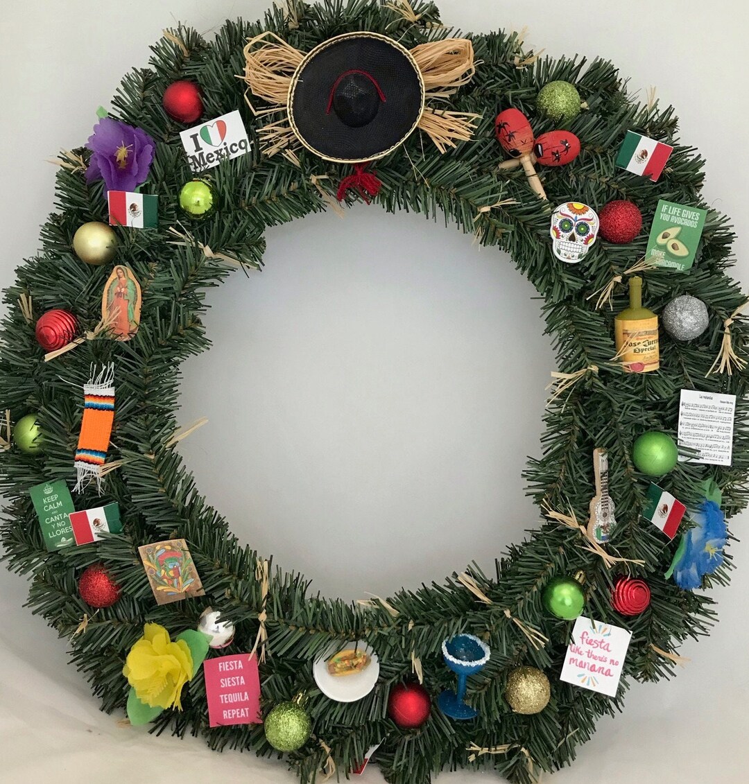 Mexico / Mexican Themed Christmas Wreath - Etsy