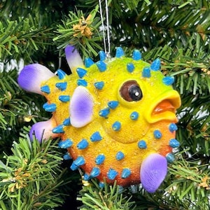 Fun Puffer Fish Ornaments (2 Color Variations) - Etsy