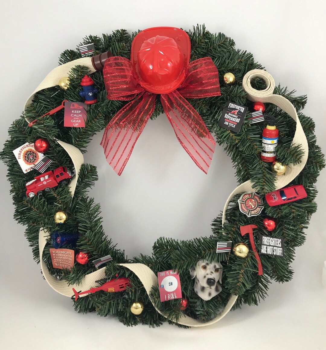 Firefighter Themed Christmas Wreath - Etsy