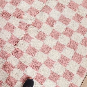 Checkered Rug, Moroccan Wool Rug, Handmade Checkered Rug, Pink ...