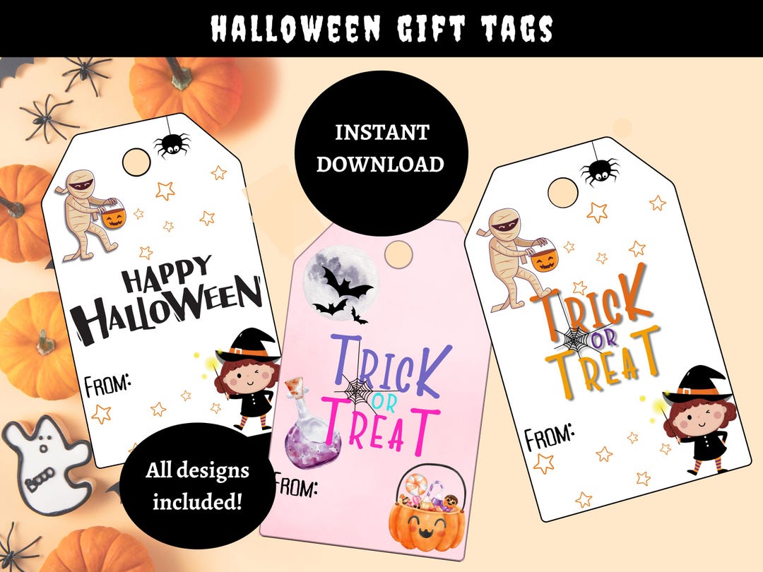 Halloween Favor Tags, Trick or Treat Favor Tags, Treat Bag Tags ...