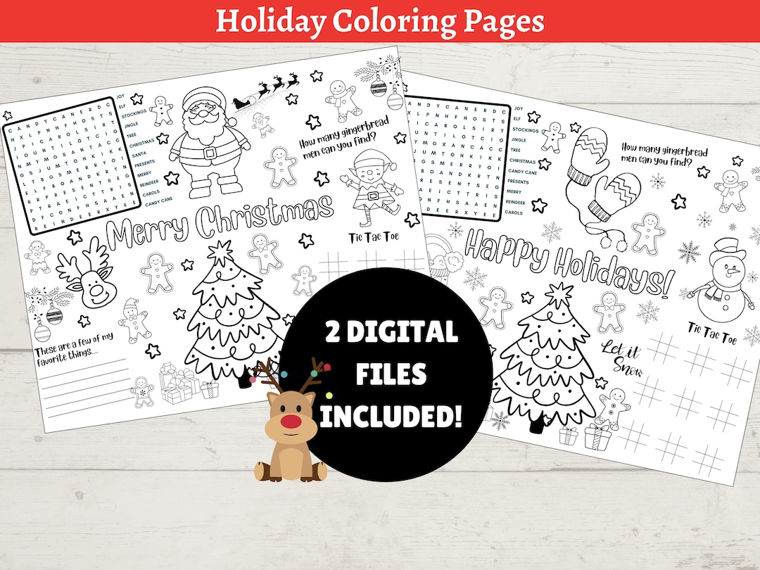 Christmas and Holidays Themed Coloring Placemats | Kids Holiday ...