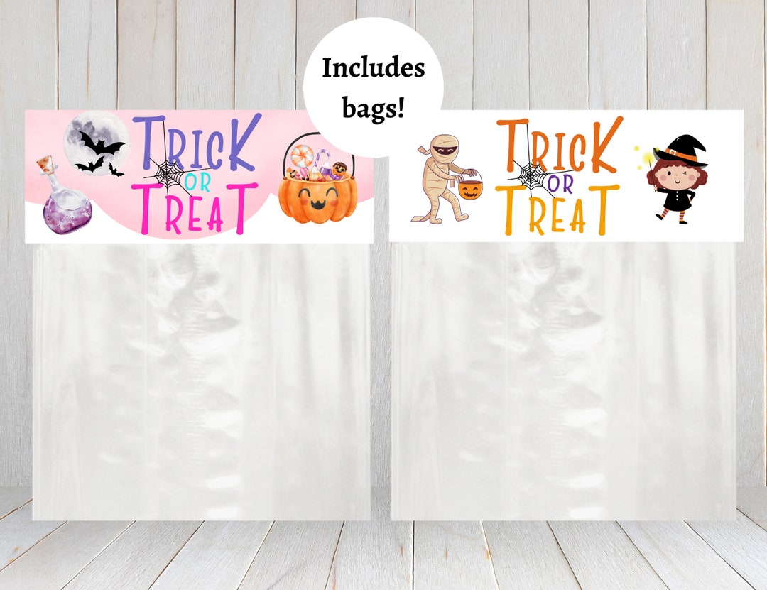 Halloween Treat Bag Toppers and Bags | Customizable Goodie Bag Toppers ...