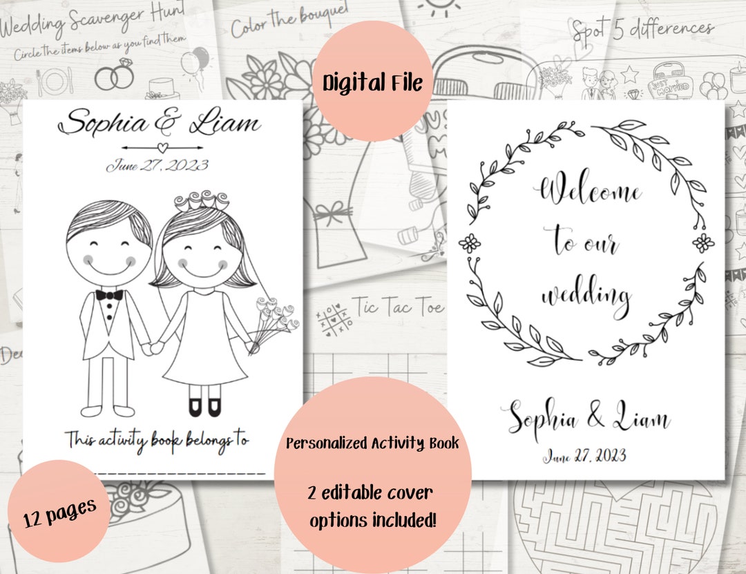 Kids Wedding Activity Book, Digital Download | Personalize & Print ...