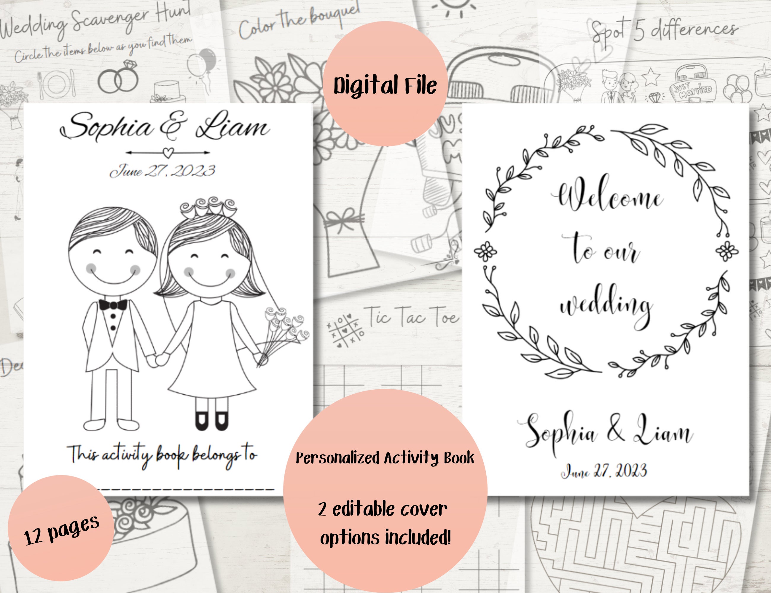 Kids Wedding Activity Book, Digital Download | Personalize & Print ...