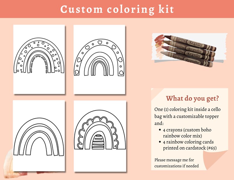 Boho Rainbow Coloring Kits Kids Party/school Favors - Etsy