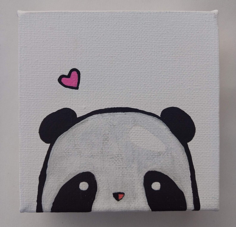 Cute Panda Bear Painting Acrylic Panda Art on Canvas Home - Etsy