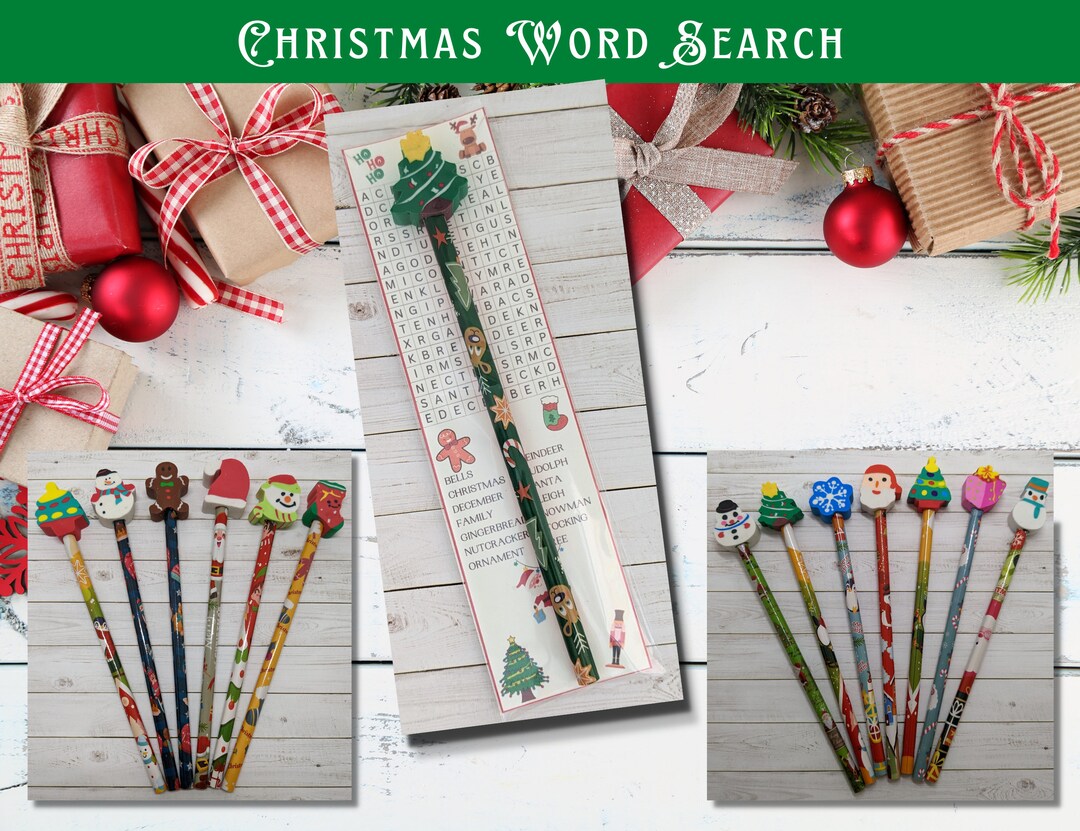 Christmas Pencils Stocking Stuffer | Word Search With Pencils | Party ...