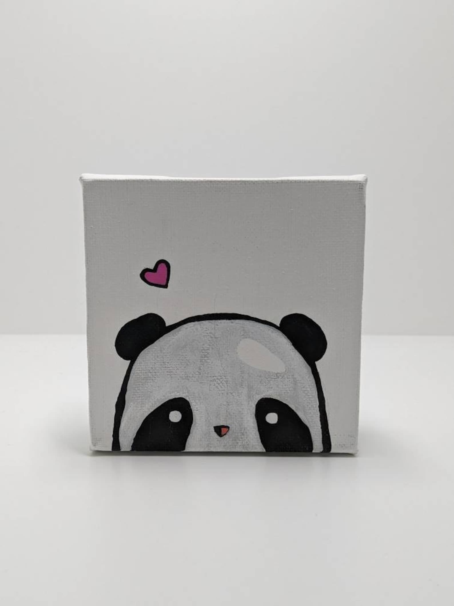 Cute Panda Bear Painting Acrylic Panda Art on Canvas Home - Etsy