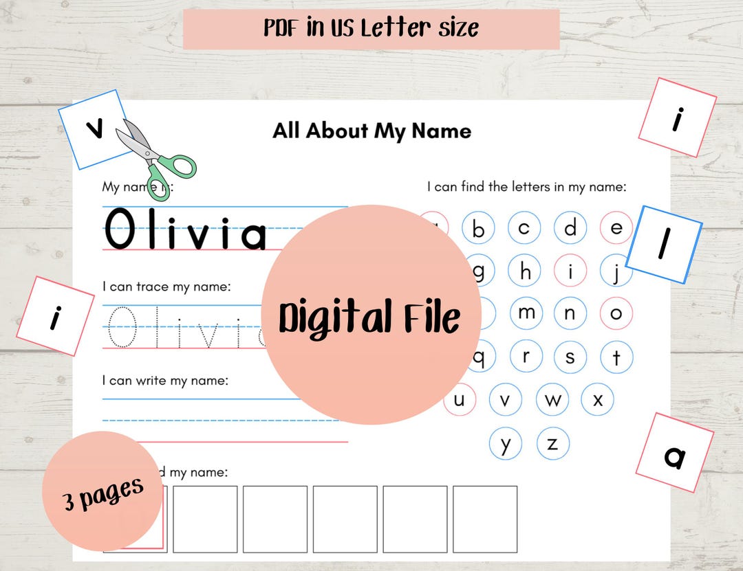 All About My Name Printable | Custom Name Tracing Sheet, Name ...