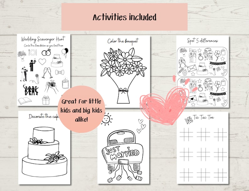 Kids Wedding Activity Book Digital Download Personalize & - Etsy