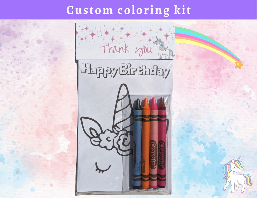 Unicorn Coloring Kits | Kids Party/school Favors | Customizable - Etsy