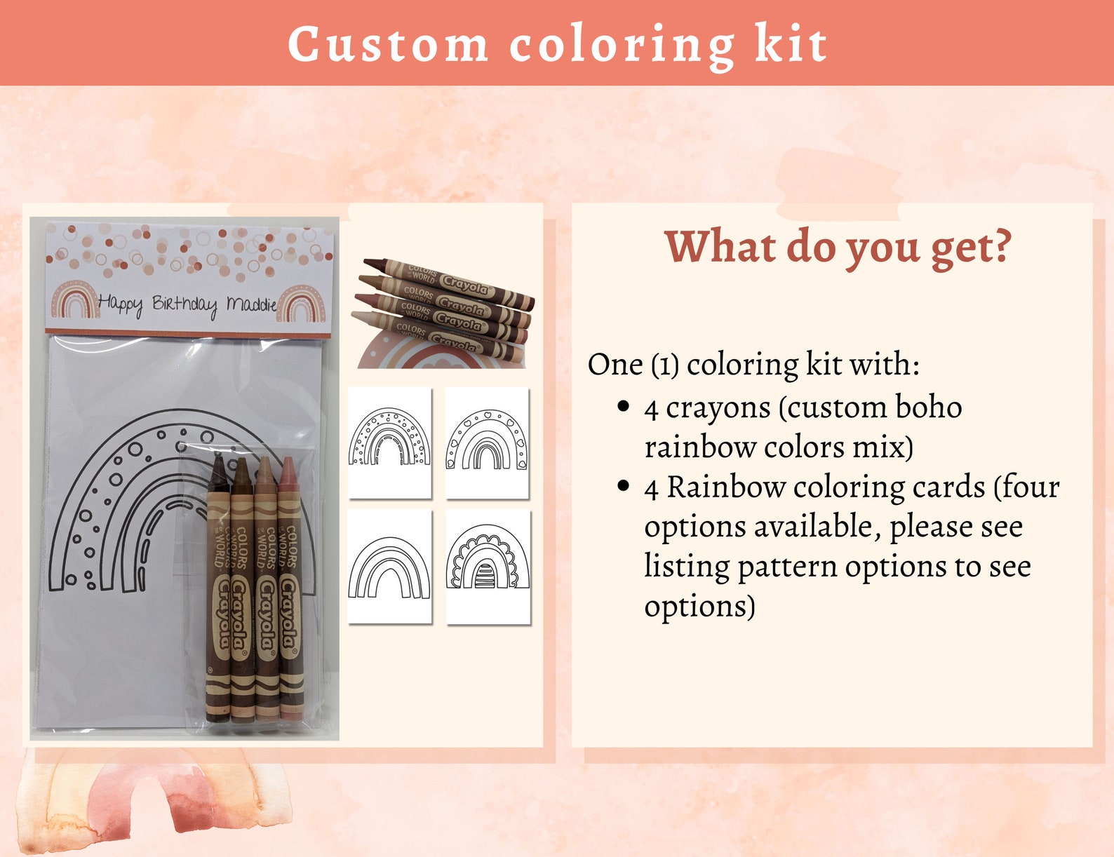 Boho Rainbow Coloring Kits Kids Party/school Favors - Etsy