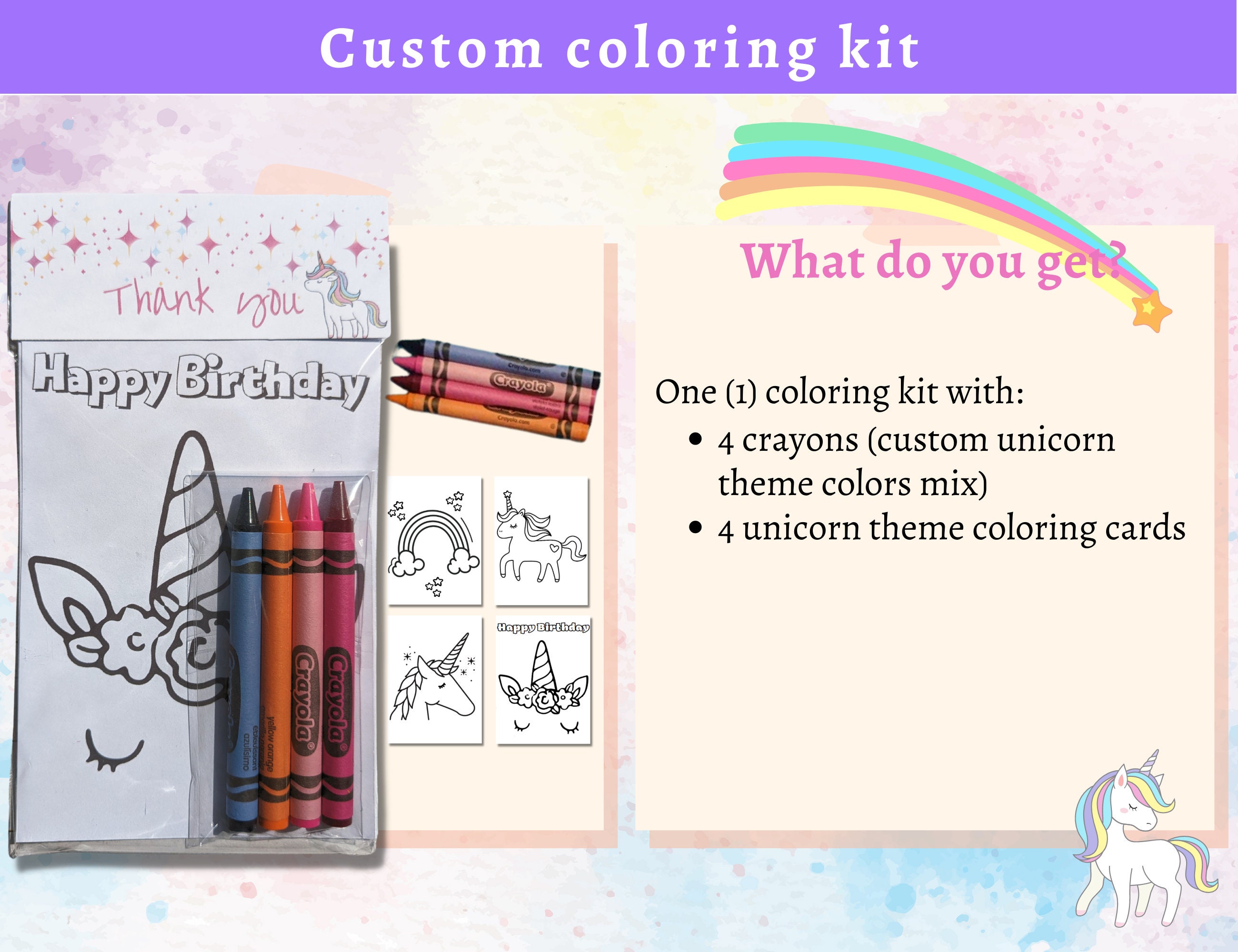 Unicorn Coloring Kits Kids Party/school Favors Customizable - Etsy