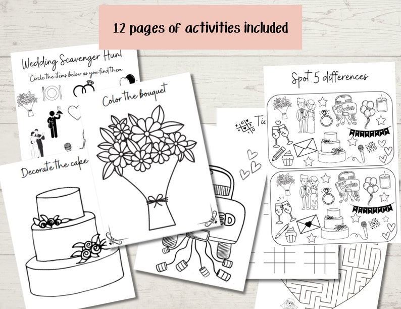 Kids Wedding Activity Book Digital Download Personalize & - Etsy