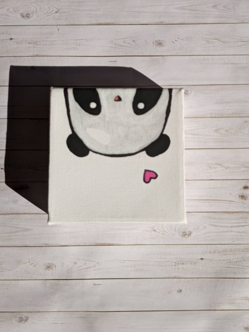 Cute Panda Bear Painting Acrylic Panda Art on Canvas Home - Etsy