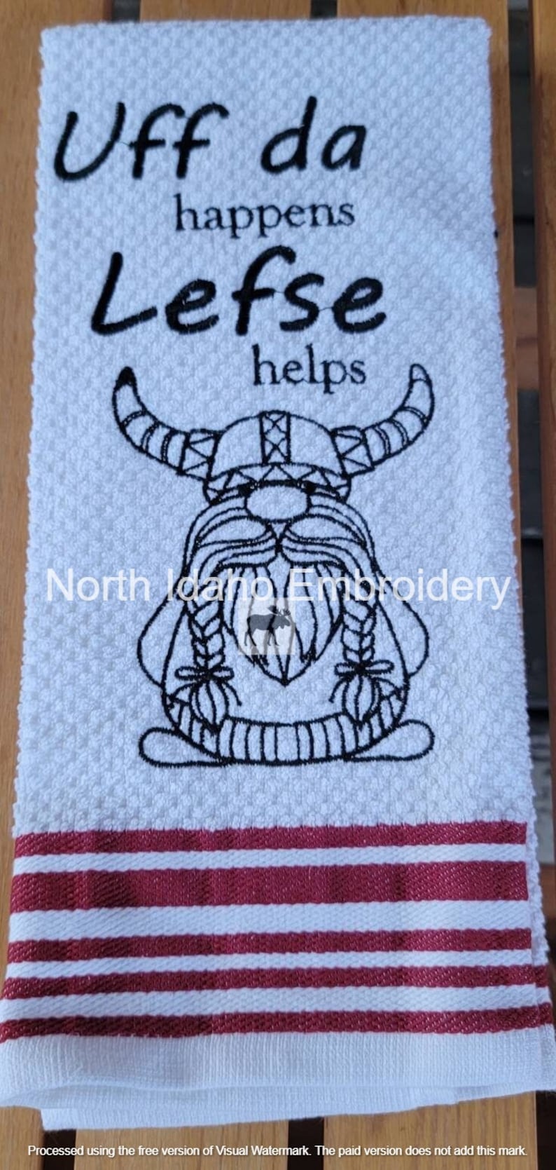 UFF DA Happens Lefse Helps Funny Scandinavian Design Embroidered Towel ...