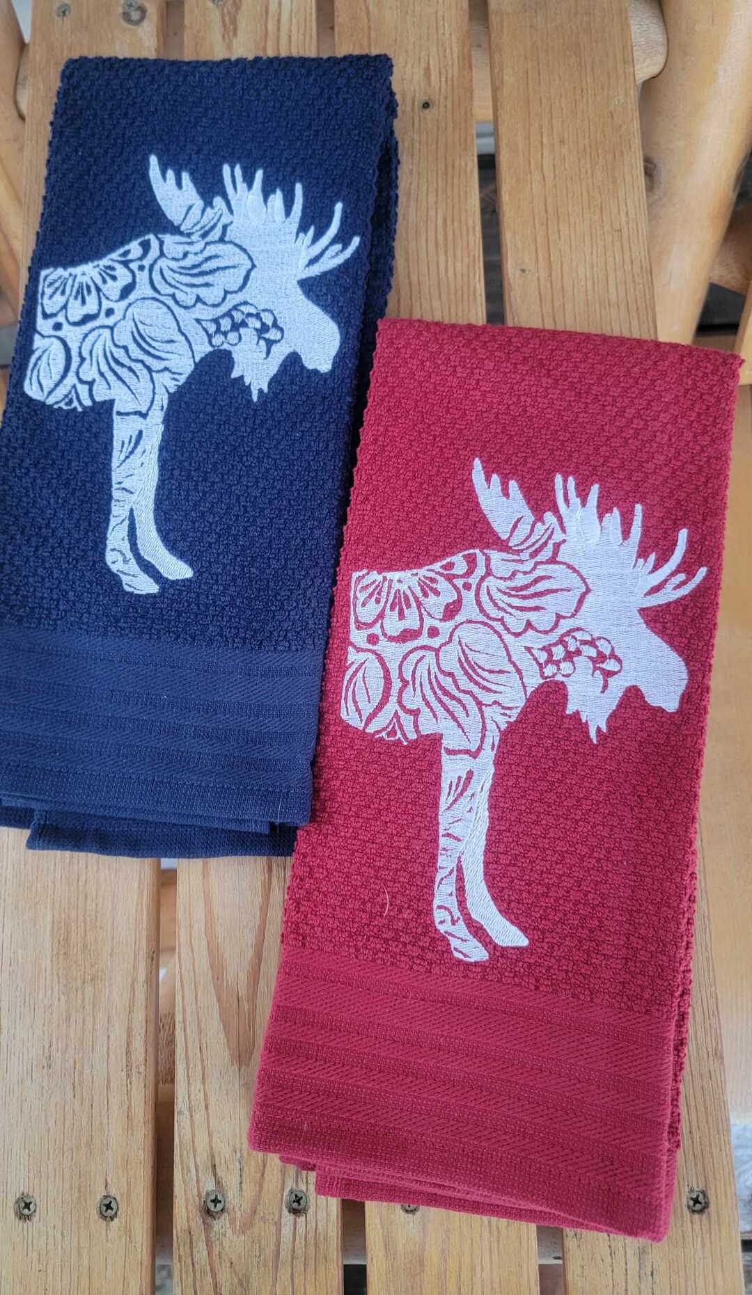 Scandinavian Moose Kitchen Towel: Norwegian Tree & Heart Design - Etsy