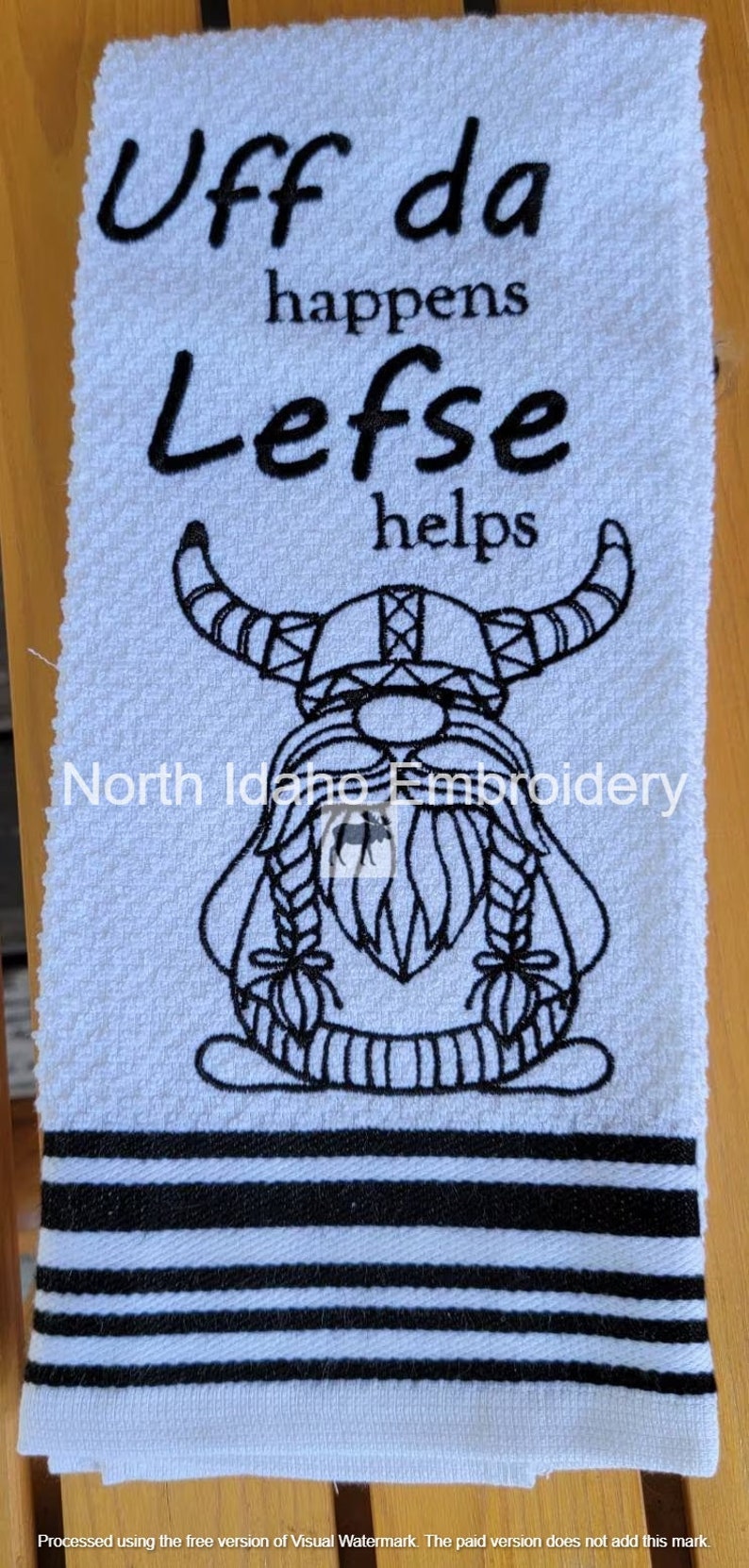 UFF DA Happens Lefse Helps Funny Scandinavian Design Embroidered Towel ...