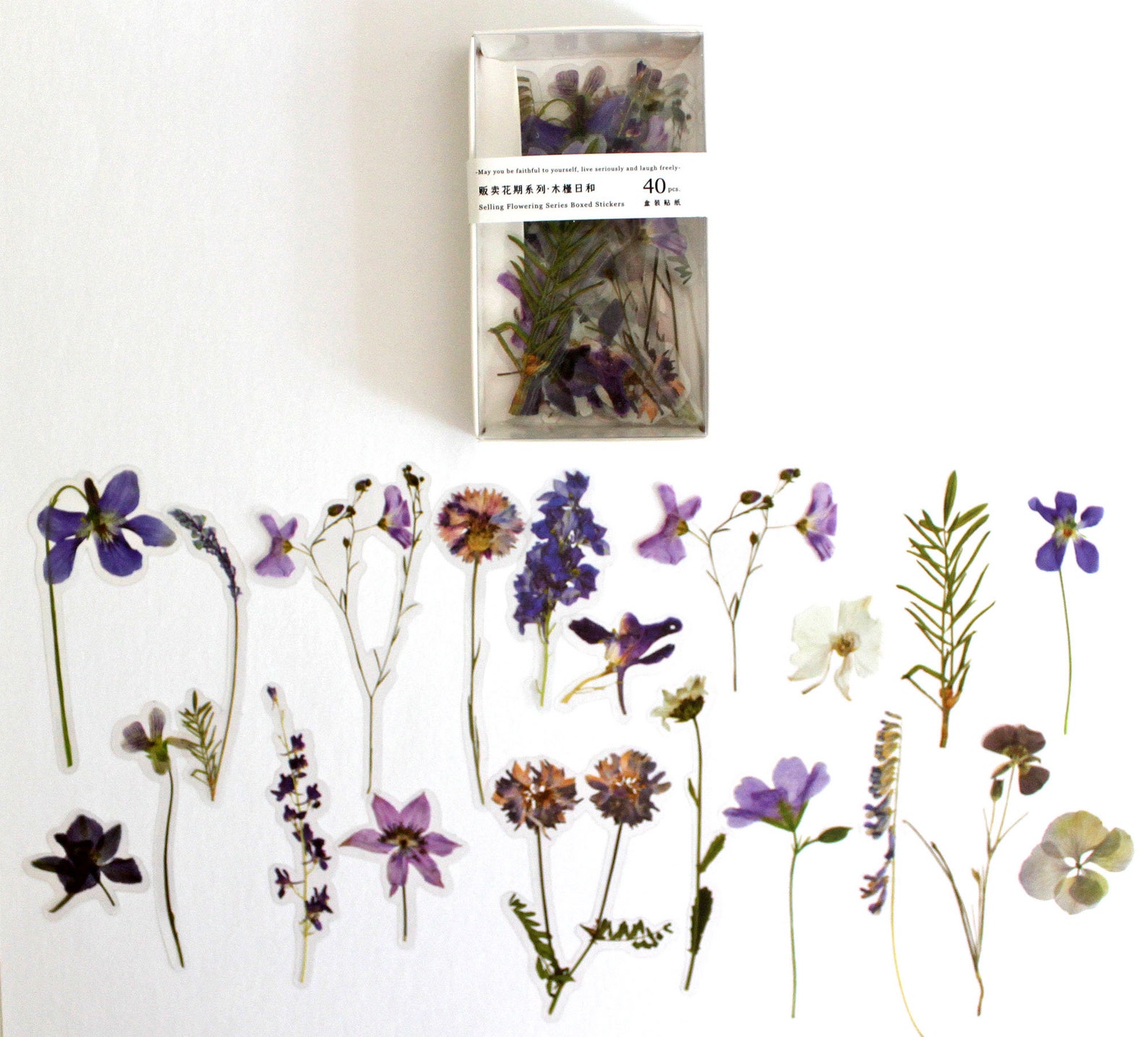 Flower Box Seriespurple Floral Stickers40 Pcs Transparent - Etsy