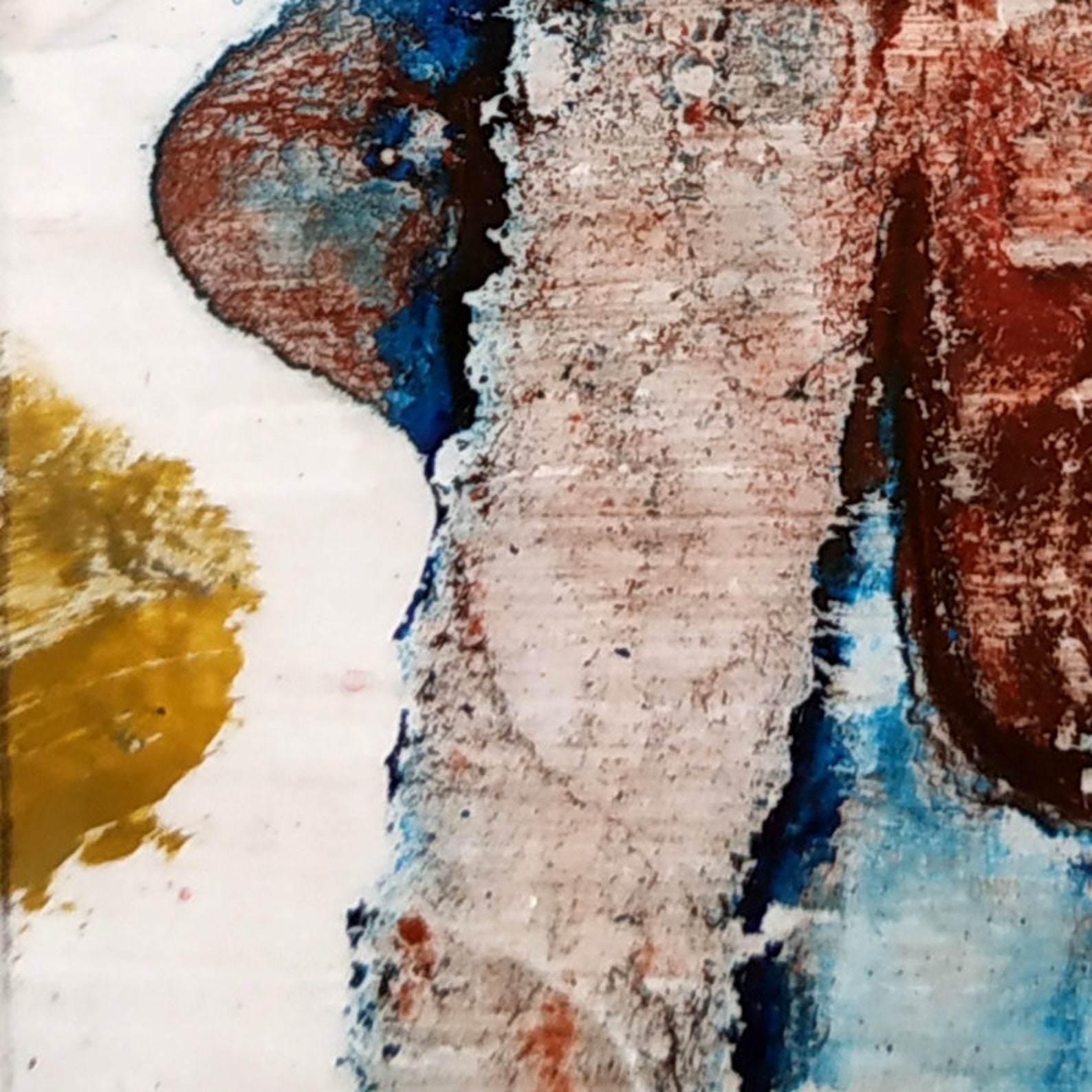 Original Contemporary Abstract Ink Painting on Paper 4x6 Red, Blue ...