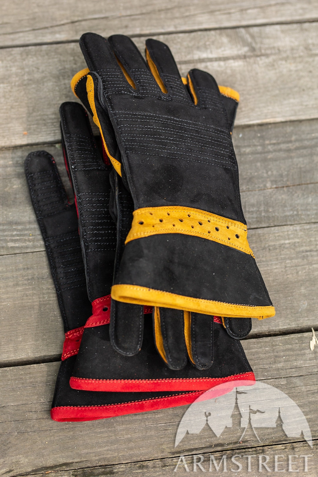 Armstreet sport Short Cuff Padded Leather HEMA Gloves Sparring ...