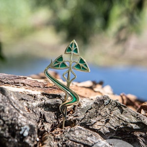 Elven Brass & Enamel Fibula water Flowers by Armstreet Medieval ...