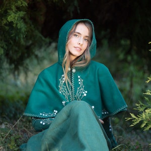 Hand Embroidered Woolen Hood fairy Tale Large Embroidered Fantasy Hood ...