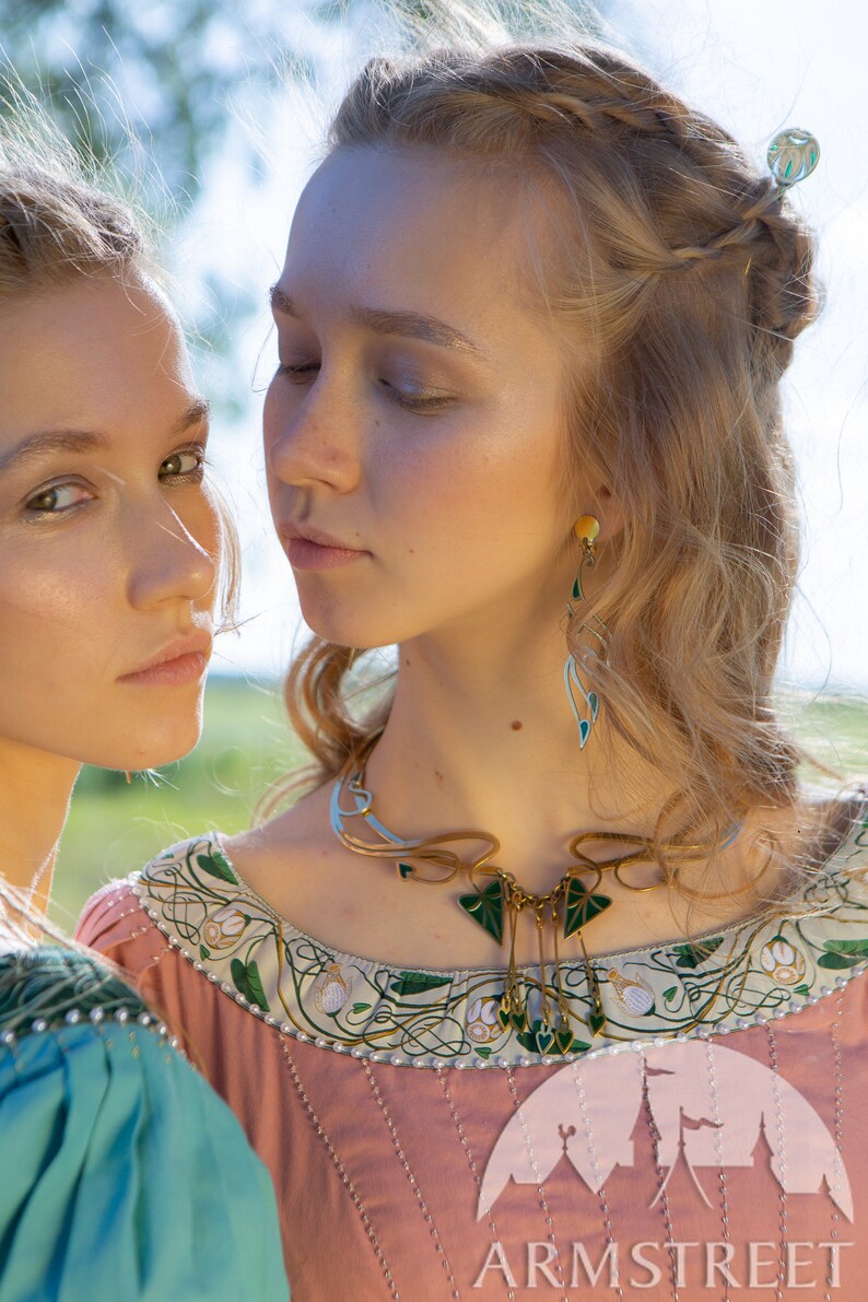 Brass and Enamel Elvish Necklace water Flowers Torc Choker - Etsy