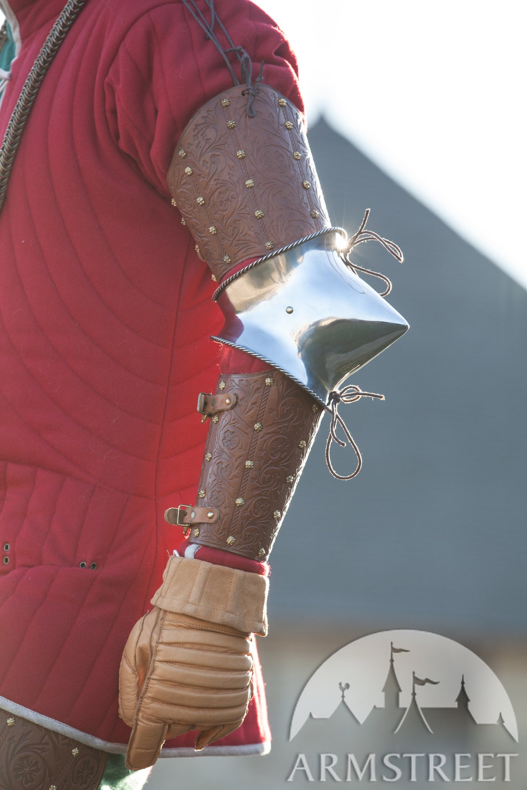 Armstreet Steel Arms With Leather Bracers bird of Prey LARP SCA Cosplay ...