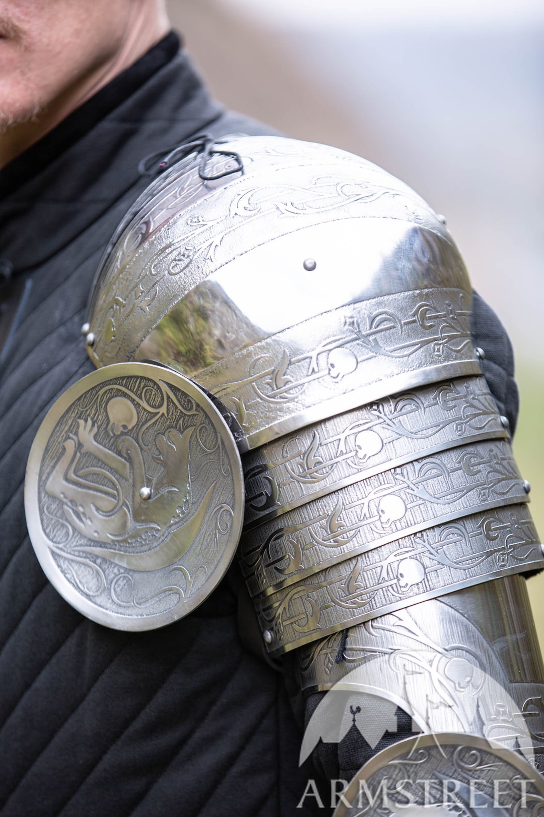 Etched Pauldrons With Removable Rondel mythical Beasts - Etsy