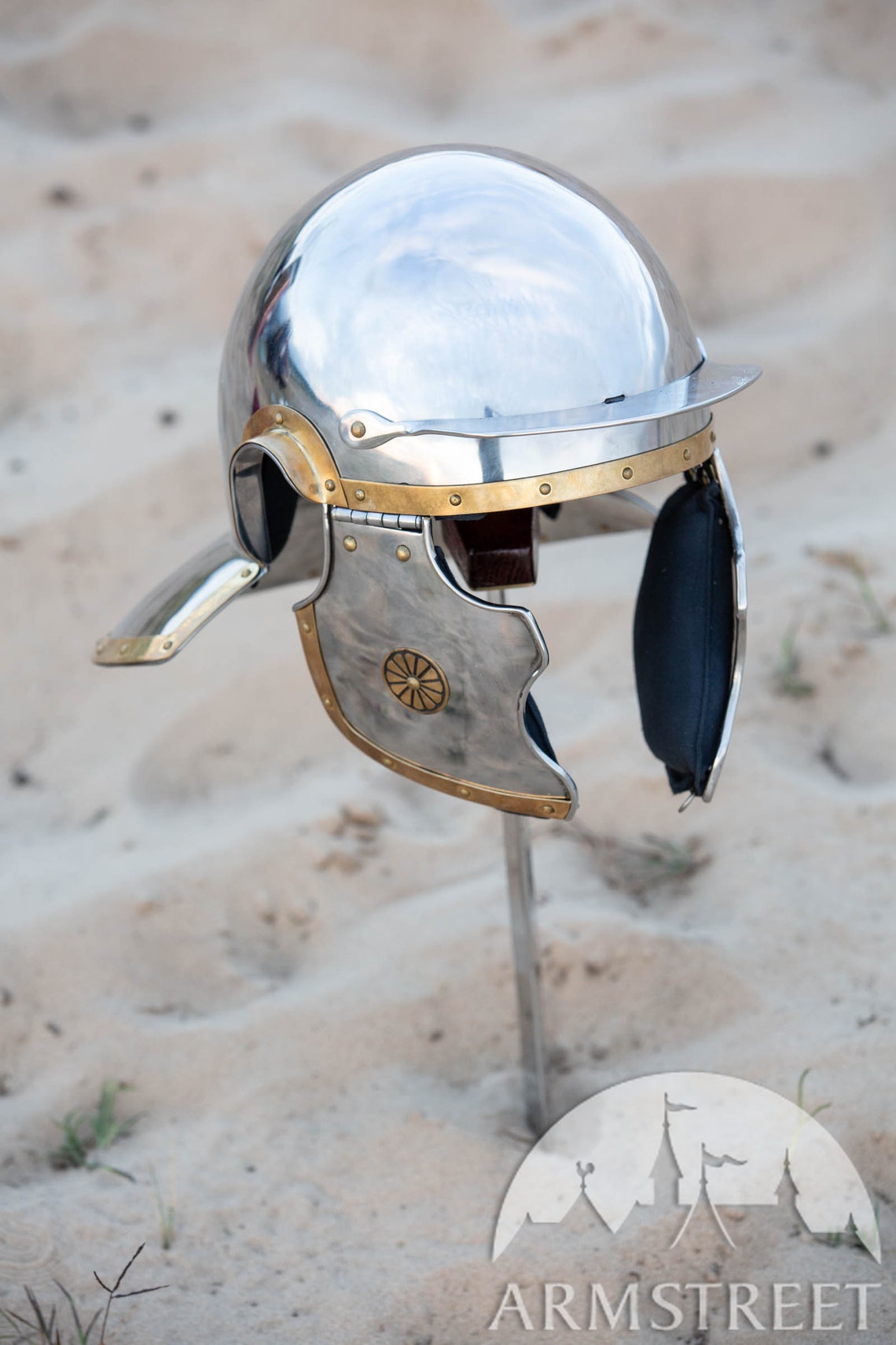 Stainless Steel And Brass Coolus Roman Helmet Cassius Etsy