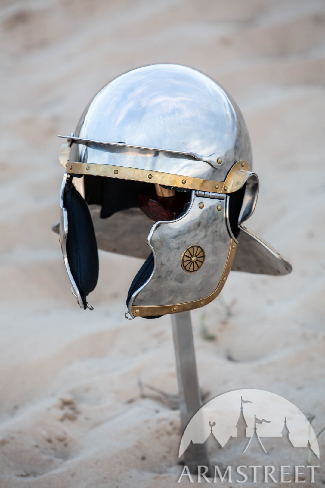Armstreet Stainless Steel & Brass Coolus Roman Helmet cassius Medieval ...