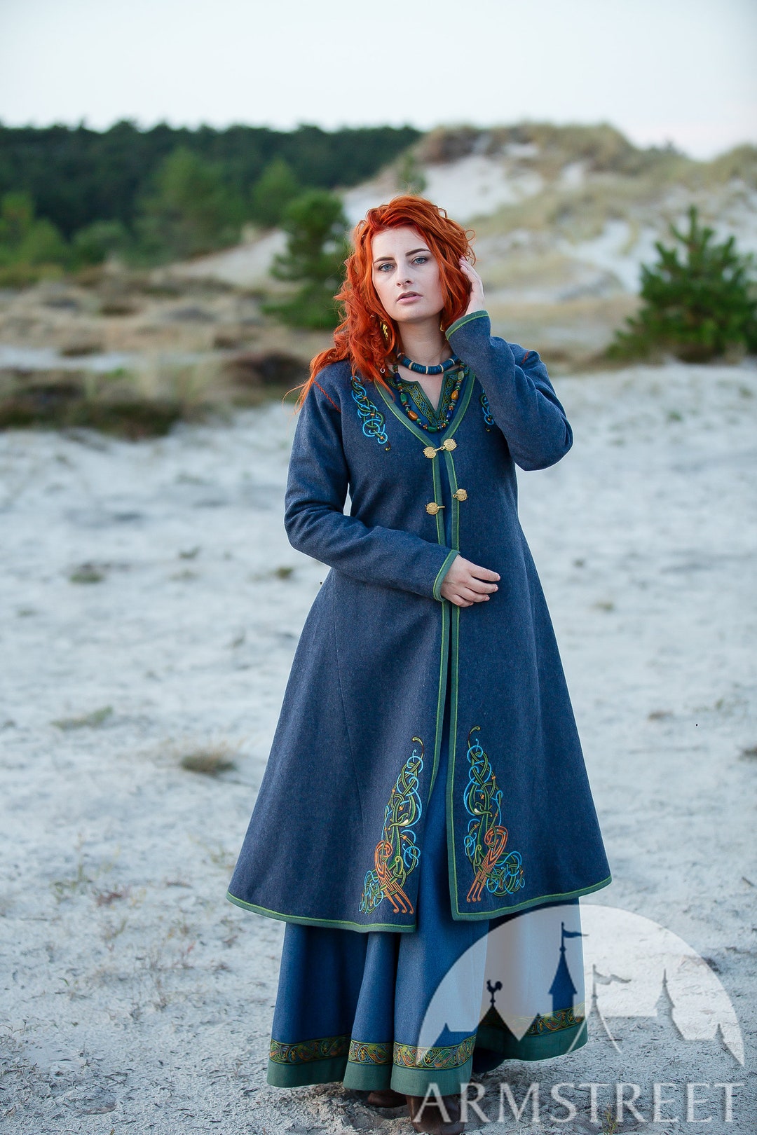 Winter Kaftan hilda the Haughty Embroidered Felted Wool Viking Coat - Etsy