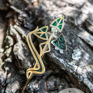 Elven Brass & Enamel Fibula water Flowers by Armstreet Medieval ...