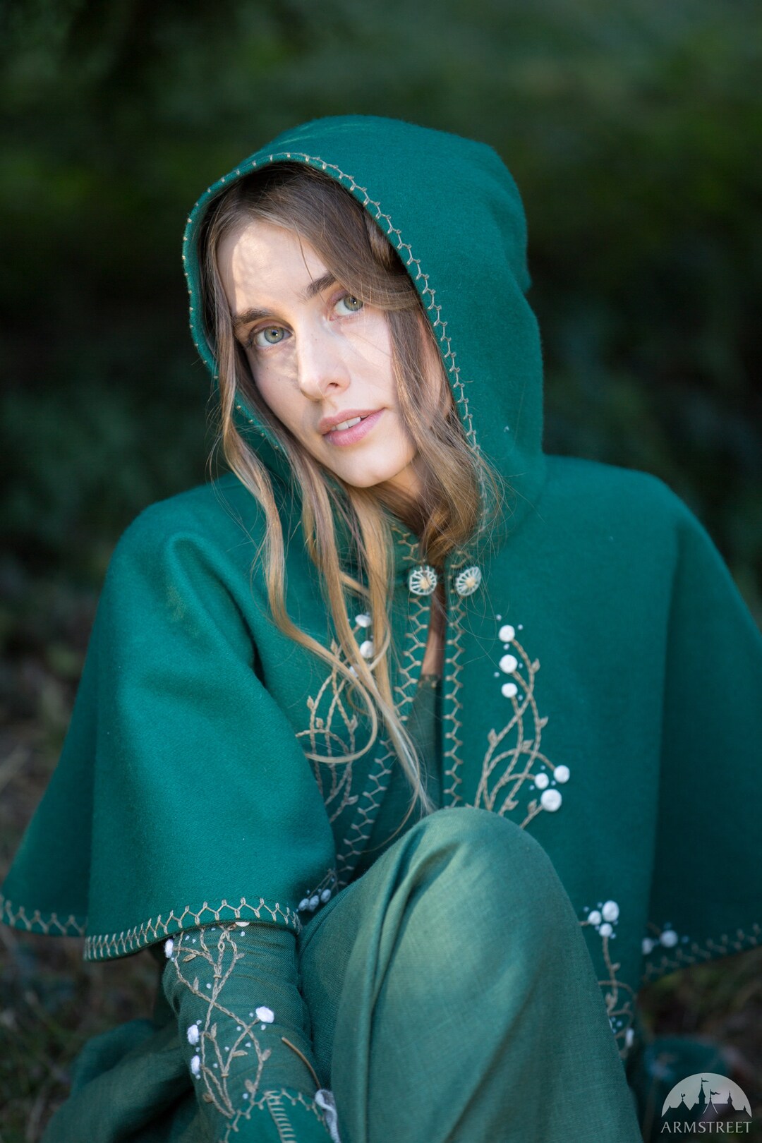 Hand Embroidered Woolen Hood fairy Tale Large Embroidered Fantasy Hood ...