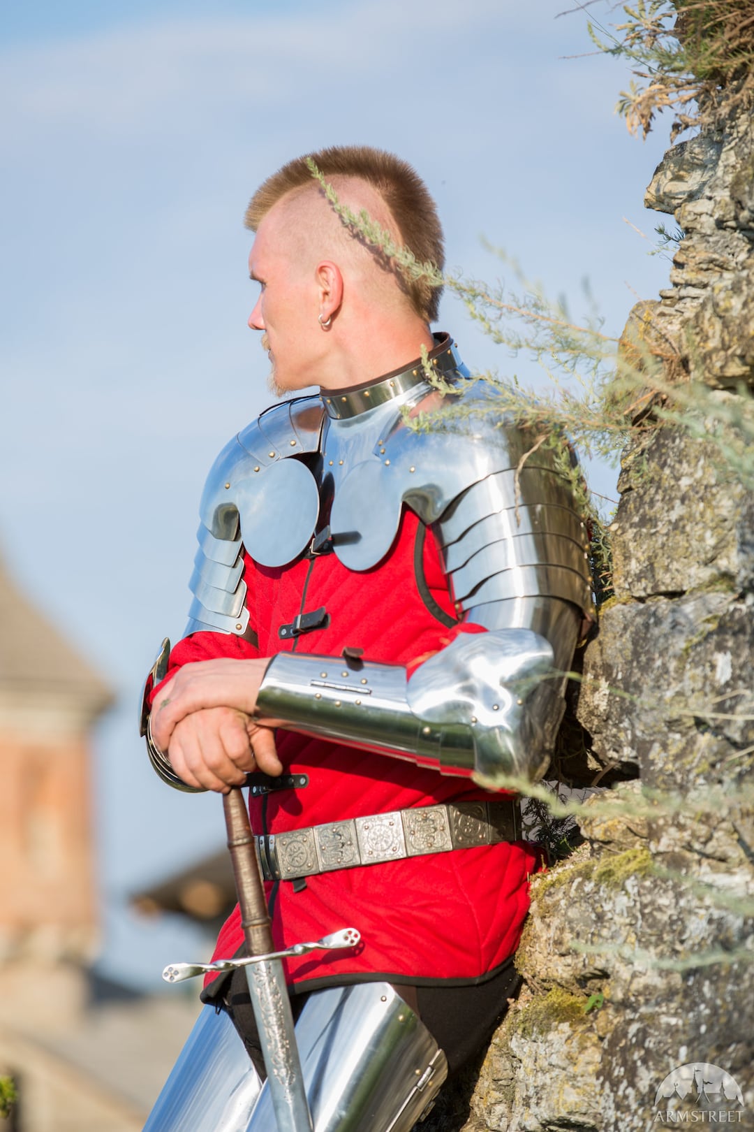 Armstreet stalen armen Dwalende Squire Middeleeuws pantser ...