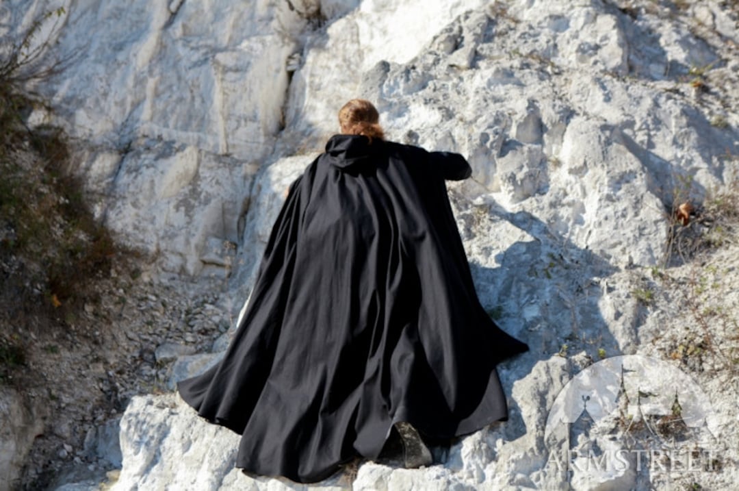 Armstreet on Watch Black Cotton Cloak Medieval Knight Cloak for LARP ...